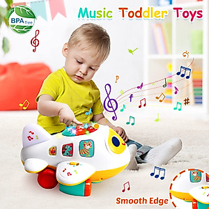 JJKIMAG Baby Toys 6 to12 Months Musical Airplane Crawling Infant Toys with Lights/Universal Moving Educational Toys for 12-18 Month Birthday Toddler Toys for 1 2 3 Year Old Boys Girls, Medium (y123)