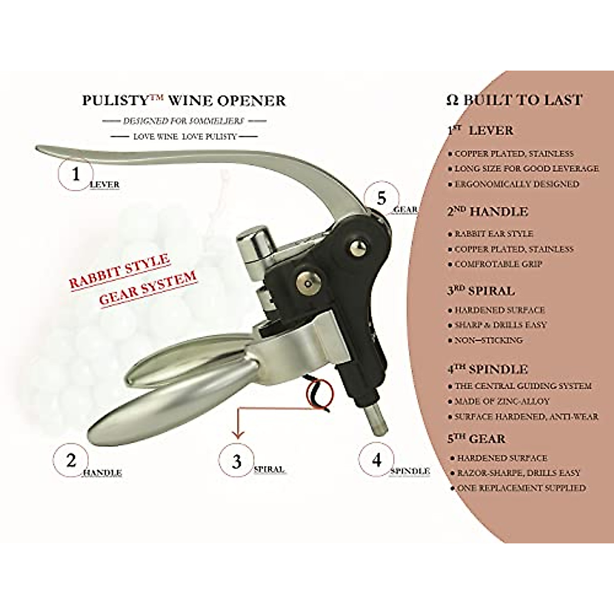 Pulisty Bunny Wine Bottle Opener Set With Stand (Silver or Gold),3 options+Bundles, Screwpull Wine Opener Set, Corkscrews for Wine Bottles, Wine Corkscrew Wine Opener, Easy Wine Opener Manual