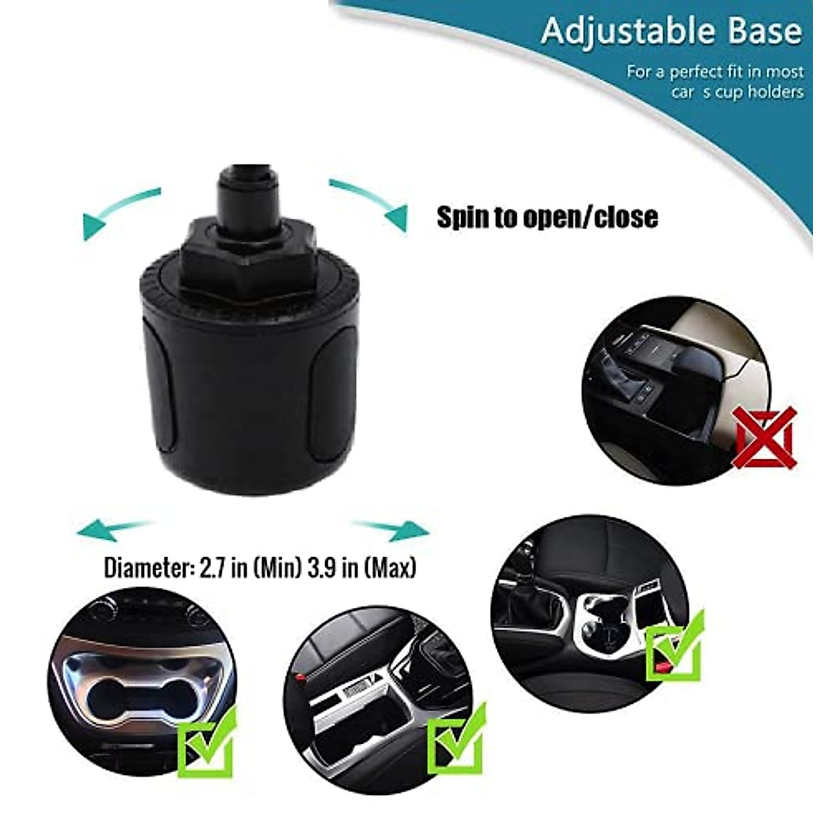 Fast Track USA 360 Car Cup Phone and Tablet Mount Holder 2-in-1 Tablet and Smart Phone Flexible Gooseneck Stand Fits Any Tablet or Smartphone with a Screen Width Between 4 in and 10.5 in