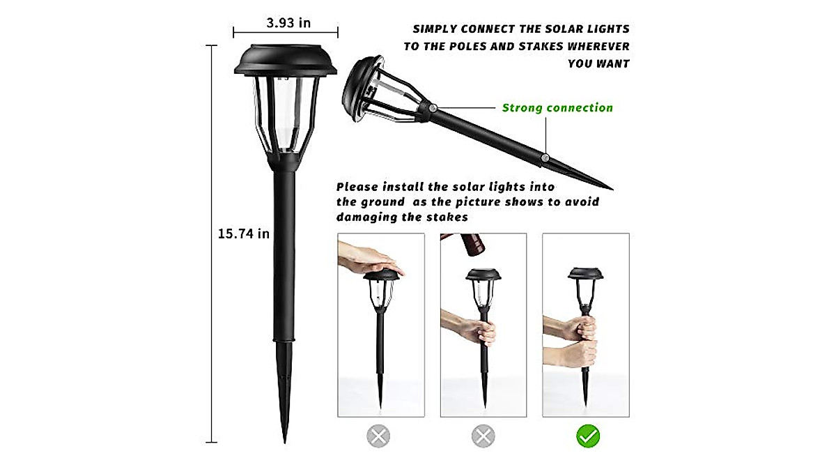 SOLPEX Solar Pathway Lights 8 Pack - Waterproof Outdoor Garden Lighting