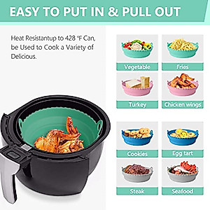 Onite Air Fryer Silicone Liners, Air Fryer Liners Square Pot for 4 to 8 QT, with Air Fryer Magnetic Cheat Sheet, Food Safe Reusable Air Fryers Oven Accessories, 4 Colors