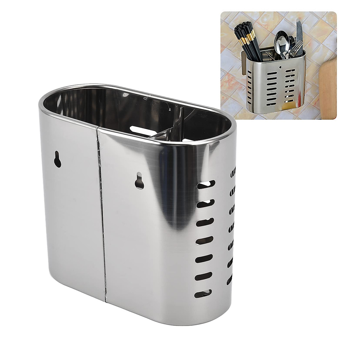 Fdit Household Wall Mount Utensil Drying Racks,Cooking Utensil Holder Flatware Hanging Organizer Drying Racks with Hollow Design for Spoons Knives Forks Chopsticks