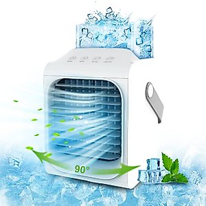 HISORO Mini Air Conditioner Battery Powered Operated Oscillating Mini Ac For Bedroom Desk Room Car Camping Tent Portable Personal Air Conditioner Cooler Fan (air1301)