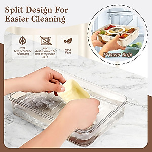 ALYBIT Divided Serving Tray with Lid and Handle - Snackle Box Charcuterie Container for Portable Snack Platters - Clear Organizer for Candy, Fruits, Nuts, Snacks - Perfect for Party, Entertaining