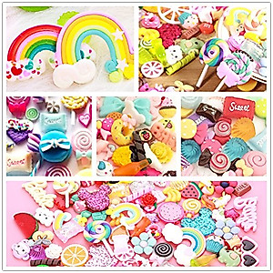 Slime Charms Cute Set - Charms for Slime Assorted Fruits Candy Sweets Flatback Resin Cabochons for Craft Making, Ornament Scrapbooking DIY Crafts (Candy)