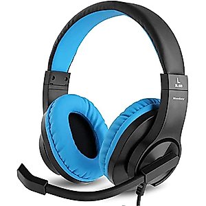 Meedasy Kids Adults Over-Ear Gaming Headphone for Xbox One, Nintendo Switch, Bass Surrounding Stereo, PS4 Gaming Headset with Microphone and Volume Control for Laptop, PC, Wired Noise Isolation (BLUE)