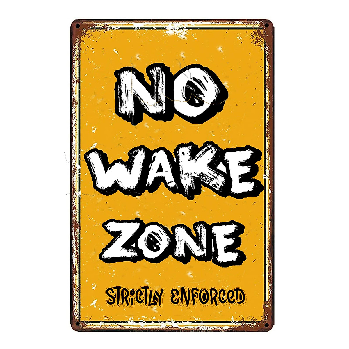 Metal Tin Sign No Wake Zone Background Vector Illustration-Retro Home Kitchen Office Garden Garage Wall Decor
