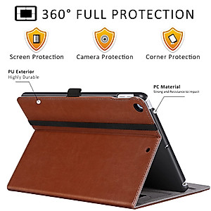 ZtotopCases for New iPad 9th/8th/7th Generation Case 10.2 Inch 2021/2020/2019, Premium PU Leather Folding Stand Cover for iPad 10.2" 9/8/7 Gen, Brown