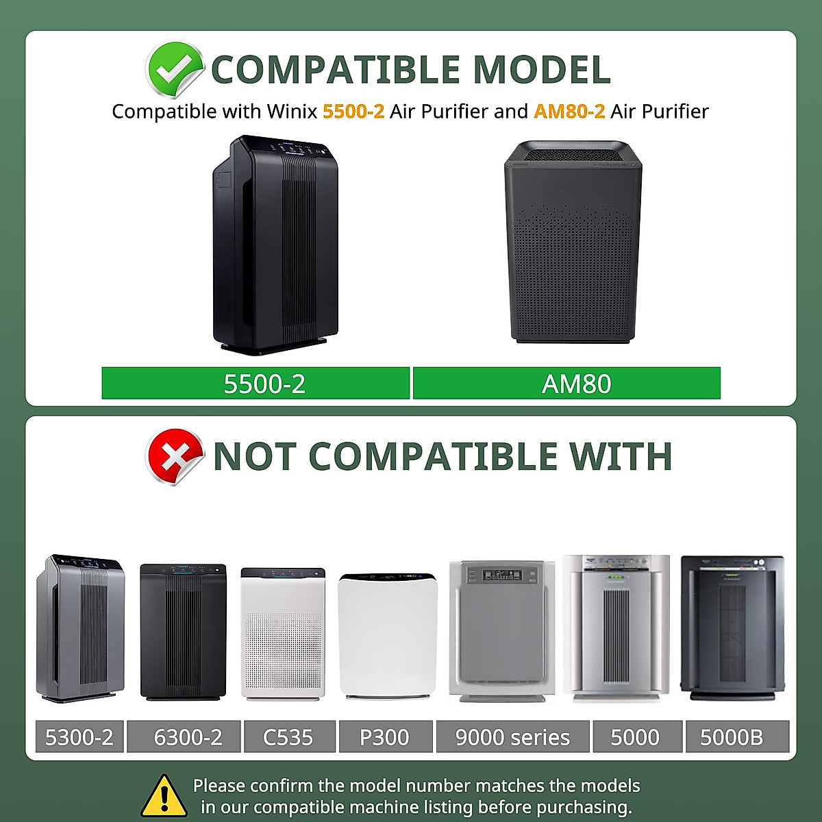 116130 HEPA Replacement Filter H 116130 for Winix 5500-2 Plasmawave Air Purifier and Models AM80 - HEPA Filter and Activated Carbon Filter Combo Pack