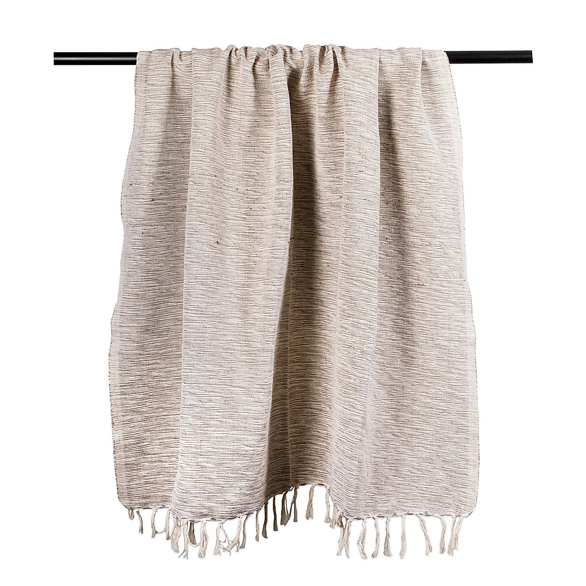 DII Rustic Farmhouse Throw Blanket with Decorative Tassels, Use for Chair, Couch, Bed, Picnic, Camping, Beach, & Just Staying Cozy at Home (50 x 60), Variegated Brown