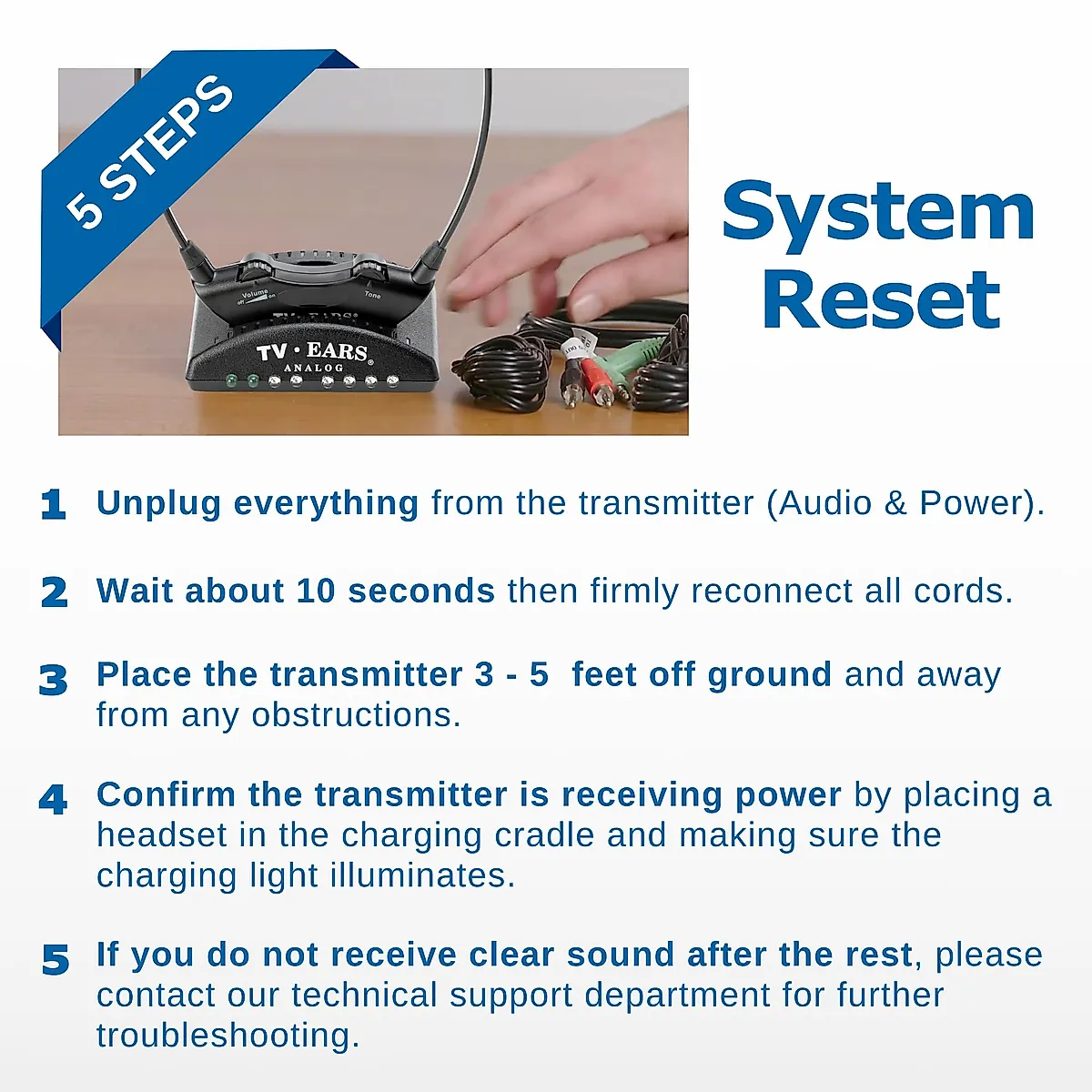 TV · EARS Analog Wireless Headset System - Wireless Headset for TV, Ideal for Seniors & those with Hearing Difficulties, Plug N' Play RF Transmitter Headset with TV Earbuds, Compatible with Most TVs