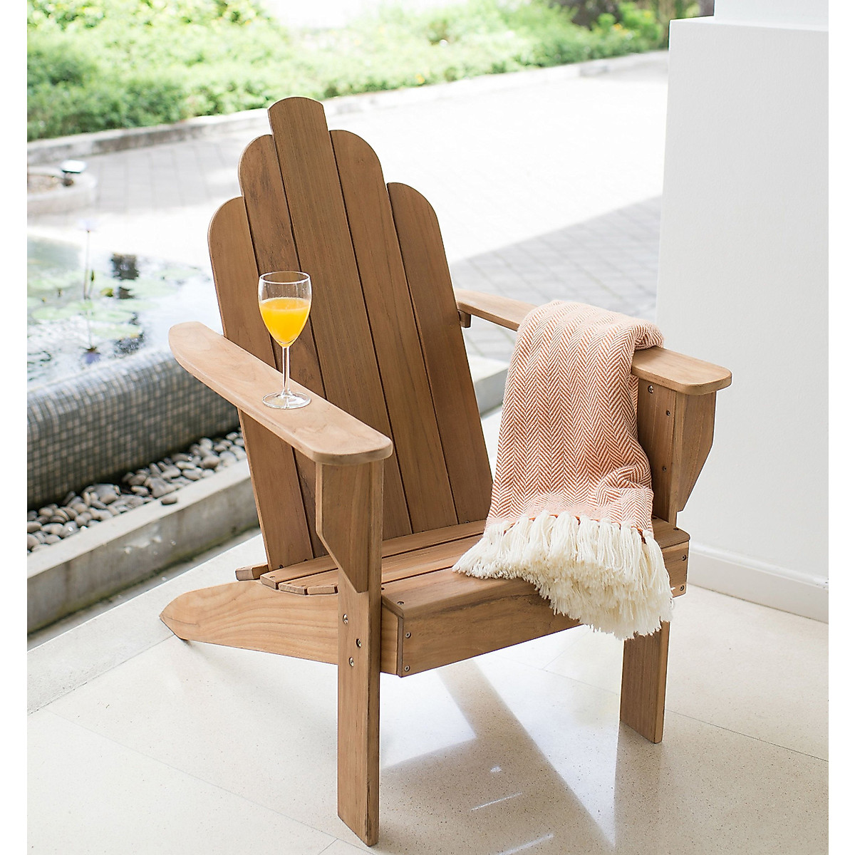 Cambridge Casual Arie Patio Adirondack, Fire Pit Lounge Chair/Natural Teak