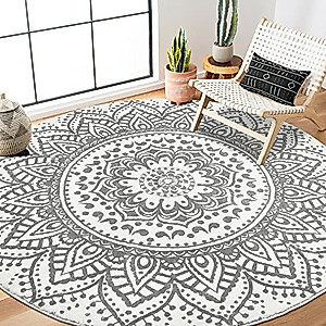 HEBE Boho Round Rugs 5.2Ft Washable Non Slip Round Area Rug Throw Soft Cute Round Nursery Rug Soft Fluffy Bathroom Rug Circle Rug for Bedroom Dorm Kids Room Nursery