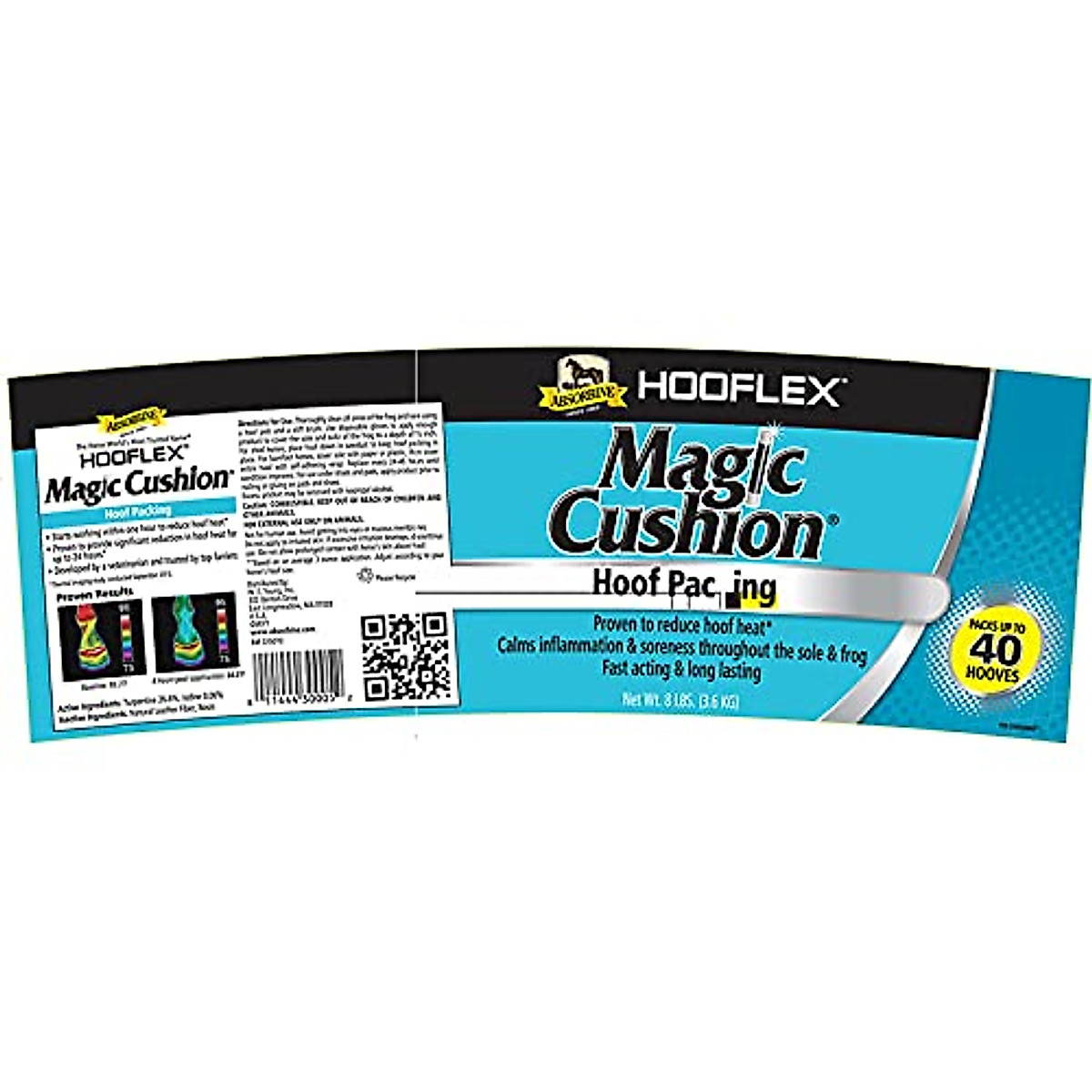 Absorbine Hooflex Magic Cushion, Veterinary Formulated Fast-Acting Relief, Reduce Hoof Heat for up to 24 Hours, 8 lb Tub