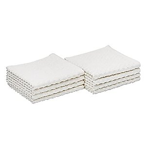 Amazon Basics 100% Cotton Terry Kitchen Dish Cloths, Popcorn Texture, 8 Pack, Cream, 12"L x 12"W