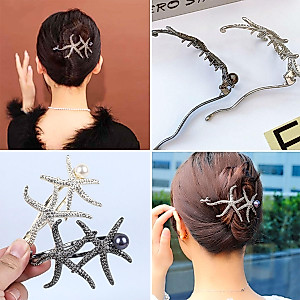 4 PCS Starfish Hair Claws Clips for Women French Hair Clip Style Pearl Rhinestone Twist Banana Hairpins Minimalist Hair Pins Bridal Hair Accessories