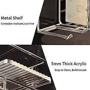 Acliys Bathroom Shelves Wall Mounted, Acrylic Hair Dryer Holder Tissue Box Holder, No Drilling Floating Shelves Bathroom Accessories for Blow Dryer Facial Tissues Cosmetics Toothbrush(Silver, Clear)