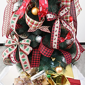 MEEDEE Burlap Wired Ribbon 2.5 Inch 6 Rolls 36 Yards Buffalo Plaid Ribbon for Wreaths, Tree Decorations, Ribbon Garland