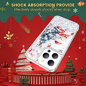 Caka Case Compatible for iPhone 14 Pro Max Glitter Case Christmas Girly Women Bling Sparkle Flowing Floating Snowflake Quicksand Phone Case for iPhone 14 Pro Max 6.7 inches (Snowman)