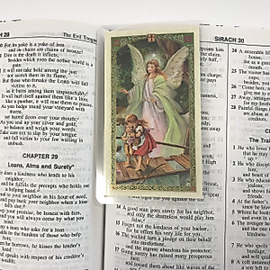H HOLLY LINES Guardian Angel Prayer Cards Picture of Angel and Children on The Bridge Laminated Holy Cards Pack of Five