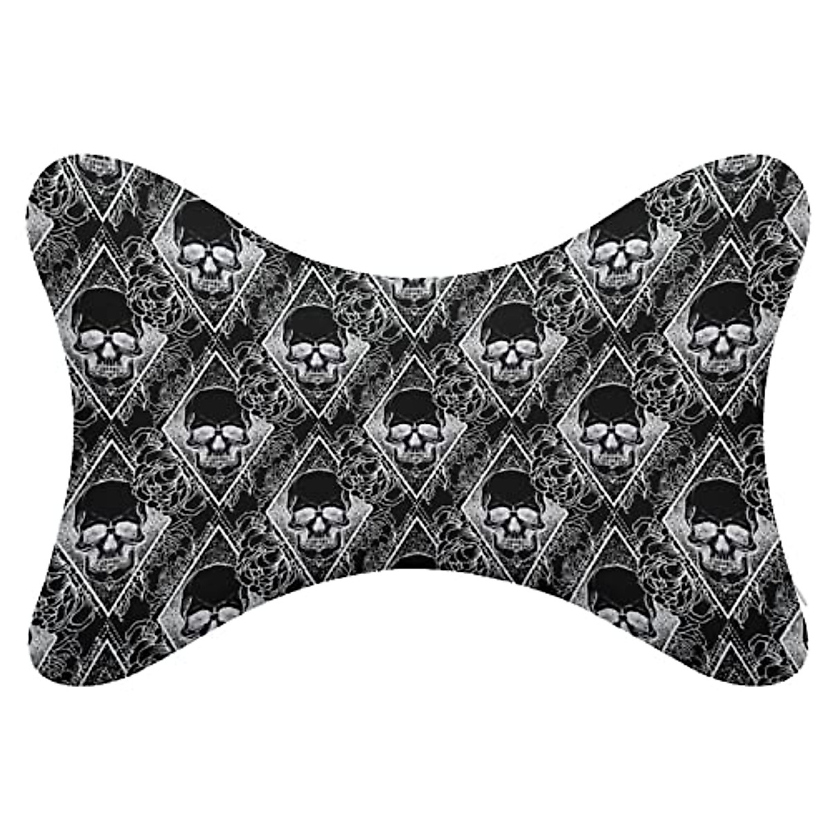 MZERSE Car Neck Pillow 2 Pieces Travel Pillow Compatible with Black Peony Rose Flowers Dead Skulls for Head Rest Neck Support Head Cushion Support for Car Seat Airplanes Sleeping
