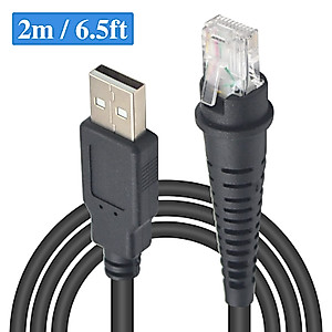 Poyiccot Barcode Scanner USB Cable 2m/6.5ft, RJ45 to USB 2.0 Barcode Scanner Cable Compatible for Honey-Well Barcode Scanner 1900G-HD 1900G-SR 1902G-HD 1300G 1400G 1202G 1900G 1250G 1200G MS7580