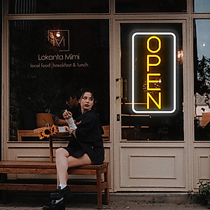 Neon Open Sign, Open Sign Led, 9" x 16" Dimmable Open Sign, Ultra Bright Open Signs for Business, USB Powered Led Light Sign for Party Bar Stores Wall Decor