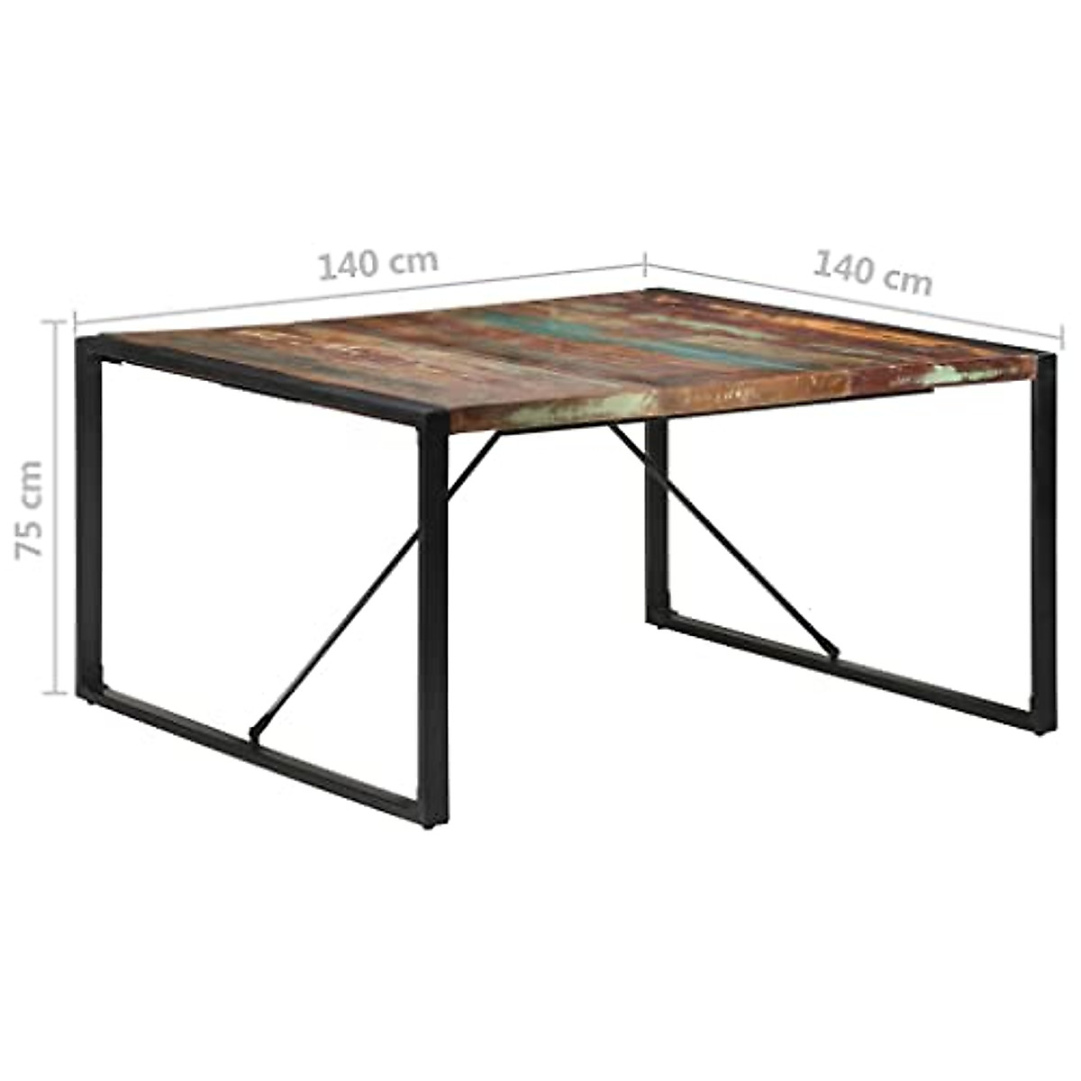 AJSEOYBS Large Dining Table,Industrial Rustic Kitchen Dining Room Table, Dinner Table for Kitchen, Living Room,Dining Table 55.1"x55.1"x29.5" Solid Reclaimed Wood