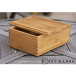 Blake & Lake Wooden Storage box with Lid - Large Wood Keepsake boxes - Gift Box with lids Store Photos Keepsakes Jewelry Colectibles Treasures - Dovetail Design (Natural)