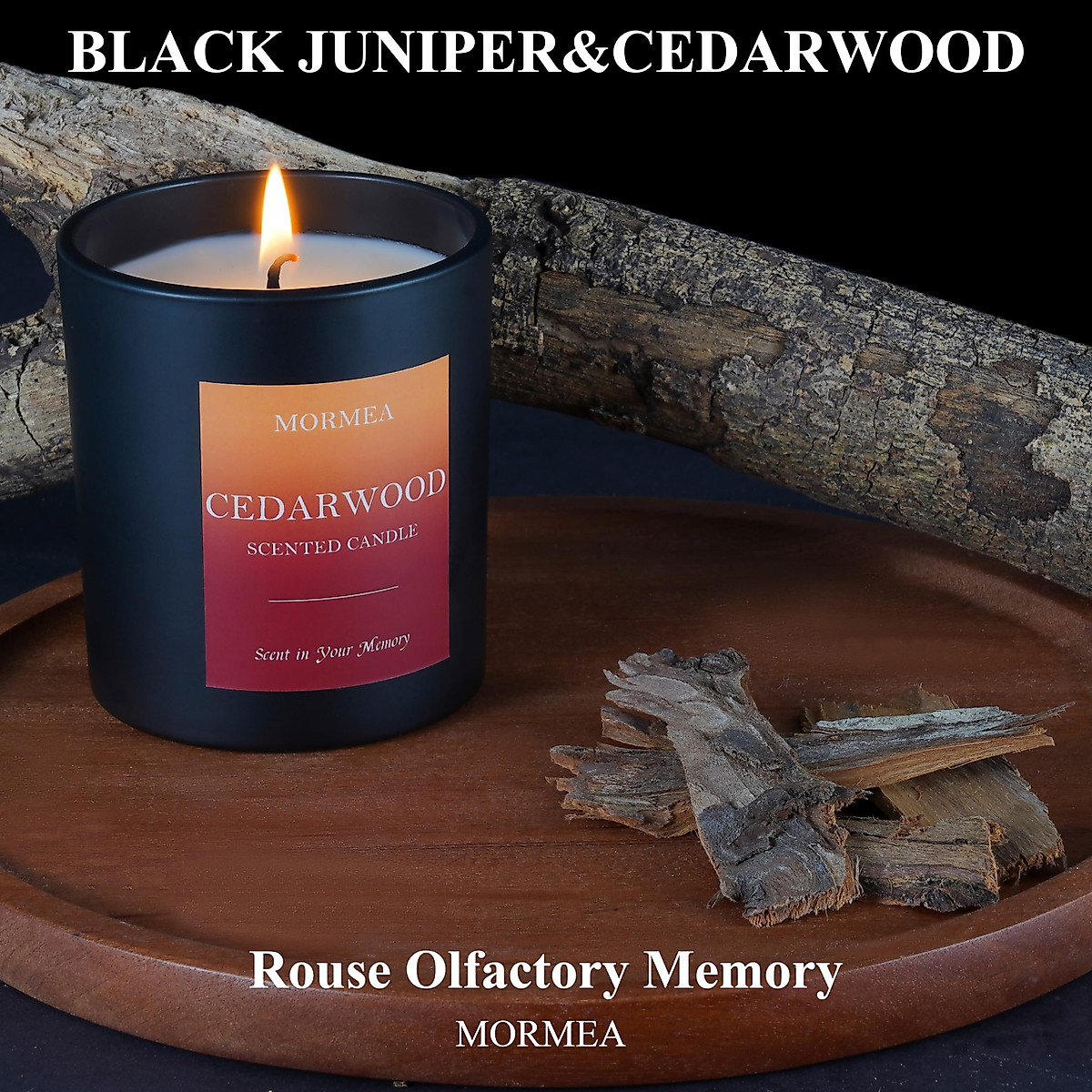 MORMEA Scented Candles, Cedarwood Aromatherapy Candles for Home Scented, Natural Soy Wax Candles, 8oz Long Lasting Candles for Men & Women, Jar Candles for Birthday & Holiday