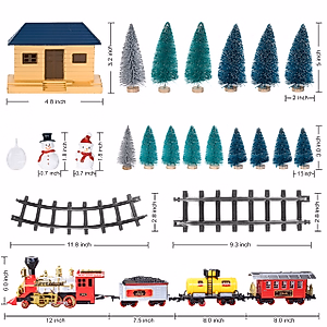 Christmas Train Sets Gift with Lights & Sounds Steam Locomotive Engine, Operated Electric Classical Train Toy with Real Smoke Cargo Cars & Tracks for Over 3 Years Old Boys Girls