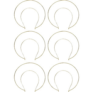 Lawie 6 Pack 2 Layer Metal Gold Queen Goddess Angel Halo Crown Headband Hairbands Tiara Hair Hoops DIY Craft Bands Wedding Bridal Headpieces Prom Halloween Party Cosplay Costume Hair Accessories
