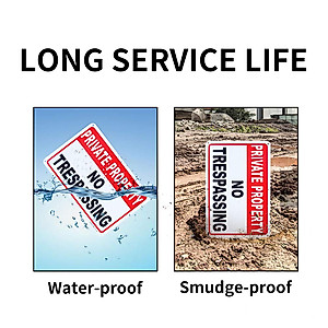 3 Pack Private Property No Trespassing Sign 10"x 7" .04" Aluminum Reflective Sign Rust Free Aluminum-UV Protected and Weatherproof