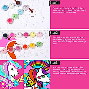 AUGVO Paint by Numbers for Kids, 2 Pcs Paint by Numbers for Kids Ages 4-8 Beginner, for Unicorn DIY Oil Painting Gift Kits, 8 x 8” Pre Drawn Canvas, Christmas Gift for Kids