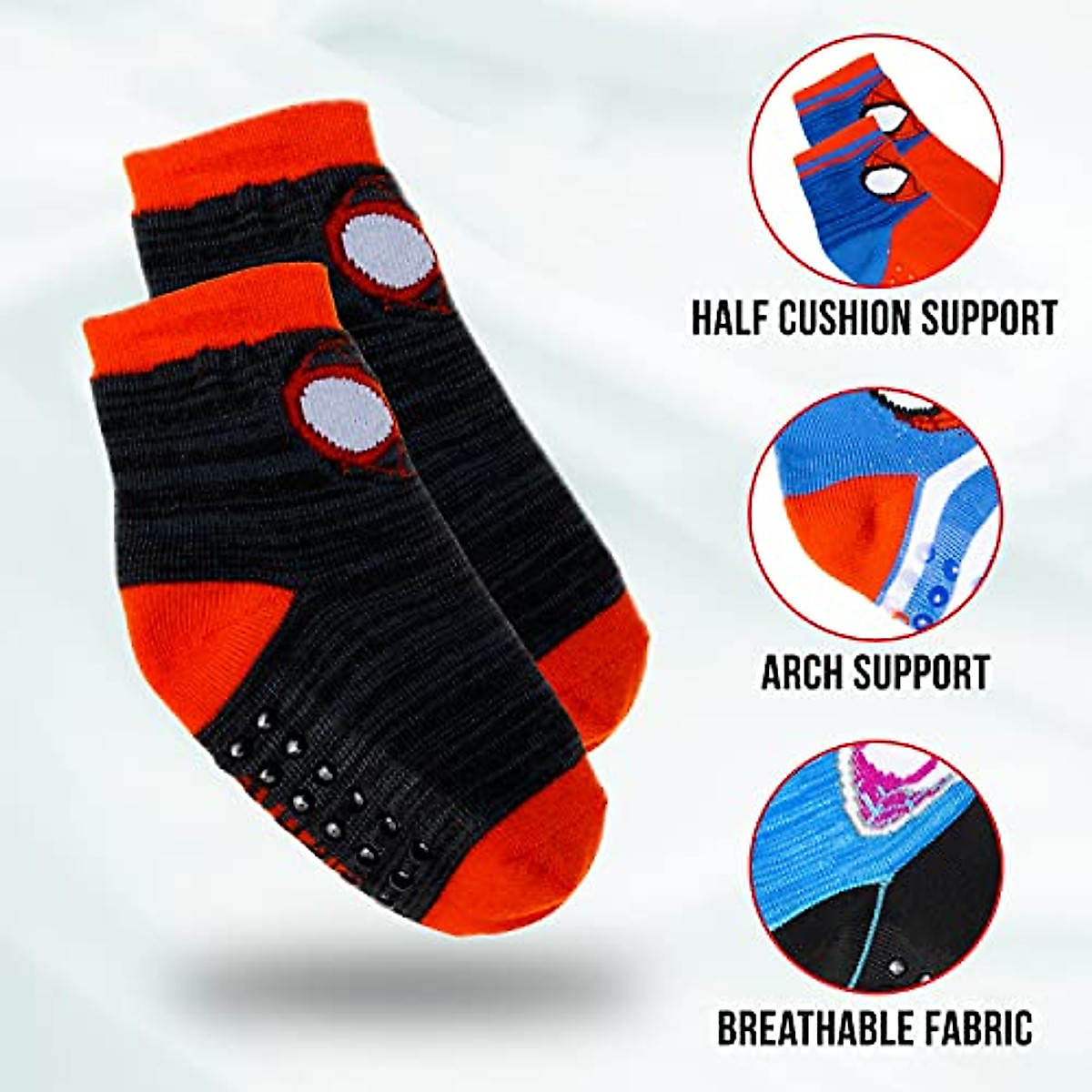 Spiderman Grip Socks, Socks for Toddler Boys, 10 Pack, Spider man Toddler Gripper Socks, Amazing Spiderman Variety Pack 4-5T