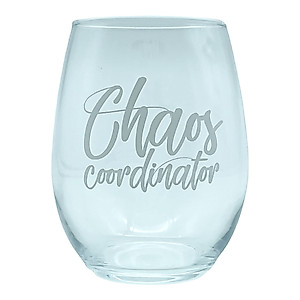 Crazy Dog T-Shirts Chaos Coordinator Wine Glass Funny Sarcastic Mess Leader Novelty Cup-15 oz Funny Wine Glass Funny Sarcastic Novelty Wine Glass White Standard