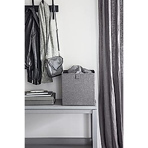 Bigso Soft Multi Purpose Foldable Cube Storage Box | Collapsible Fabric Storage Cube for Storage on Shelves | Polyester Fabric Foldable Storage Cube Organizer for Closets | 12.4’’x12.4’’x12.4’’ | Grey