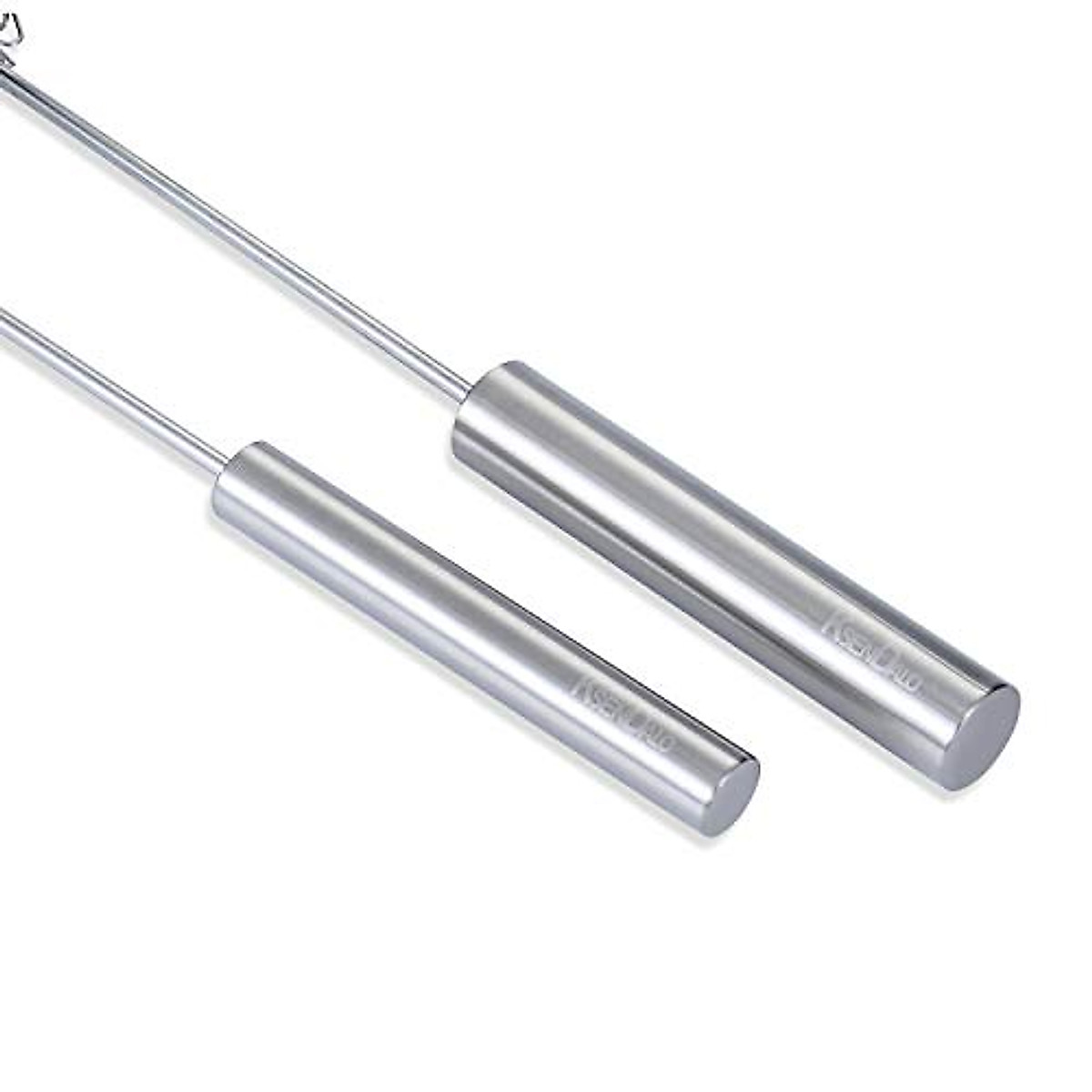 KSENDALO Push Whisk Set(12inch & 14inch) Stainless Steel Easy Whisk for Mixing Milk and Other Liquids, Automatic Whisk Push Saves Much Energy, Silver