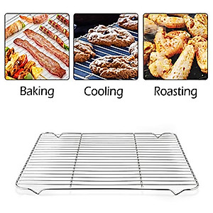 P&P CHEF Baking Rack Cooking Rack Set of 2-16.6''x11.6 Stainless Steel Wire Cooling Drying Roasting Rack, Fits Half Sheet Cookie Pans, Commercial Quality, Oven & Dishwasher Safe