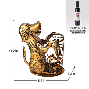 Dorlotou Gold Wine Holder Metal Dog Shaped Wine Rack for Home Dinning Tabletop Decoration Gifts