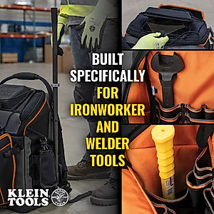 Ironworker and Welder Backpack, Fire Resistant Exterior, 27 Pockets, Hold Welding Helmet, Hard Hat, 36-Inch Connecting Bar
