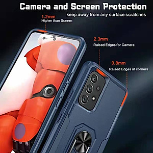 Oterkin for Samsung Galaxy A53 Case,A53 5G Case Military Grade Shockproof Protective Case with [360° Rotatable Ring Kickstand] [Tempered Glass Screen Protector] Heavy Duty Case for Samsung A53-Blue