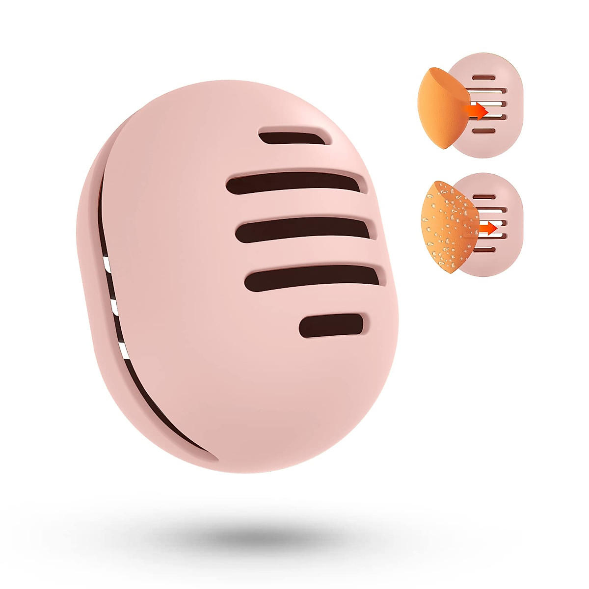 Fauxomor Makeup Sponge Holder,Double-sided Stripe Vents Silicone Beauty Blender Holder for Travel,Shatterproof Make Up Sponge Travel Case for All Sponges,Pink,1 Count (BLENDER NOT INCLUDED)