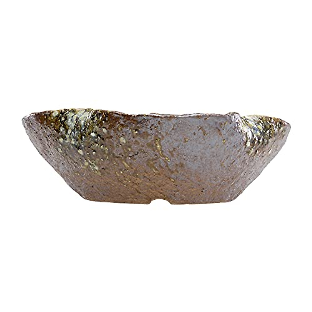 Wazakura Shigaraki Series Handmade Leaf Shaped Ceramic Bonsai Pot with Drainage Hole, 5.9 in (150 mm) Made in Japan, Garden Training Container, Flower Planter, Succulent Bowl - Red Brown