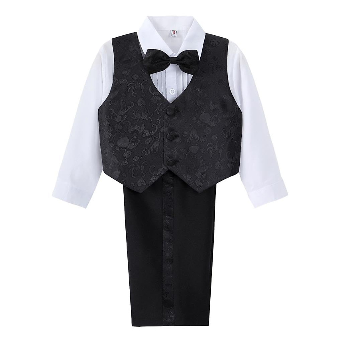 Dressy Daisy Baby Boy Classic Fit Tuxedo Black Suit 5 Pieces Set Formal Wear Wedding Outfit Size 12-18 Months, with Vest
