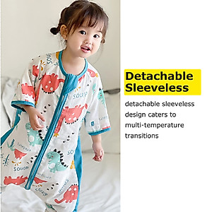 ZIGJOY Baby Sleep Sack with Legs 1.0 TOG Cotton Zipper Wearable Blanket Detachable Sleeve Toddler Sleeping Bag for Spring Autumn
