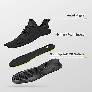 Slip On Sneakers for Women-Fashion Sneakers Walking Shoes Non Slip Lightweight Breathable Mesh Running Shoes Comfortable All Black 9