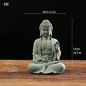 CrazySavage Mini Buda Meditating Buddah Statue-Natural Sandstone Stone -Handmade for Zen Garden Fish Aquarium Tank Yoga Bonsai Micro Landscape Spiritual Fengshui Praying Shui Chakra Decor (Fearless)