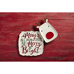 Mud Pie Farmhouse Christmas Set of 2 Platters, small 13" x 8.5" | large 14" x 14"