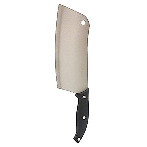 7 inch Butcher Knife Stainless Steel Meat Cleaver Professional Chef Kitchen Knife, Black, 1